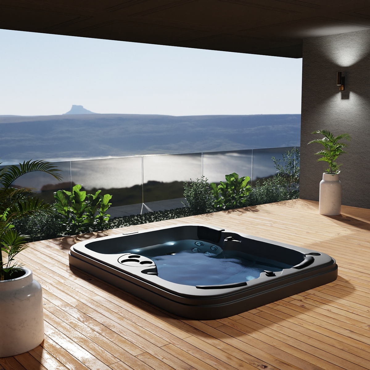 Małe zewnętrzne całoroczne jacuzzi ogrodowe 197x165. Polski producent!